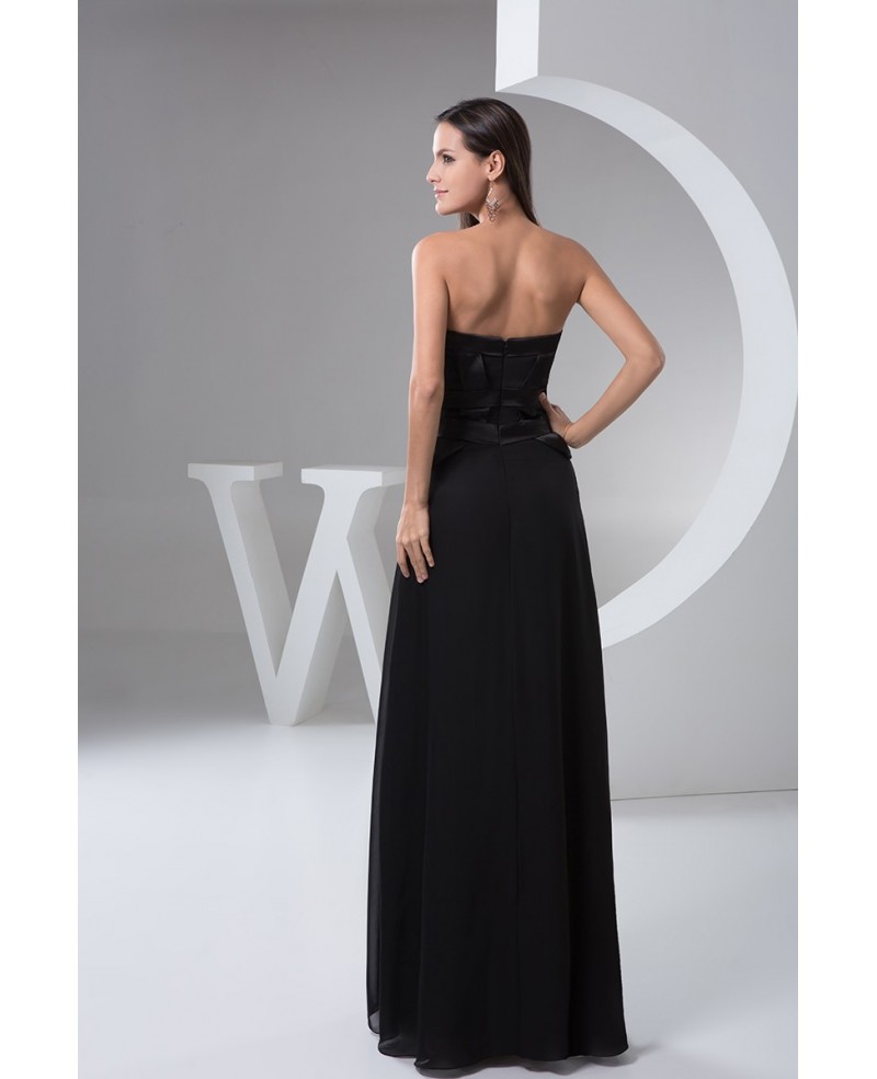 Black A Line Strapless Floor Length Satin Evening Dress Bd25081 Evening